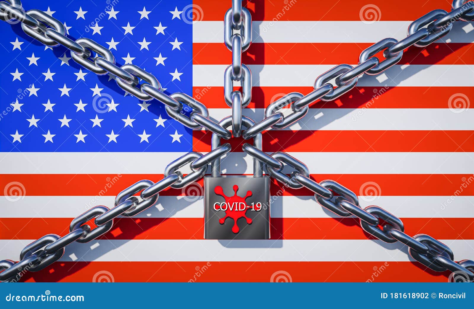 3d us lockdown stock illustration. Illustration of influenza - 181618902