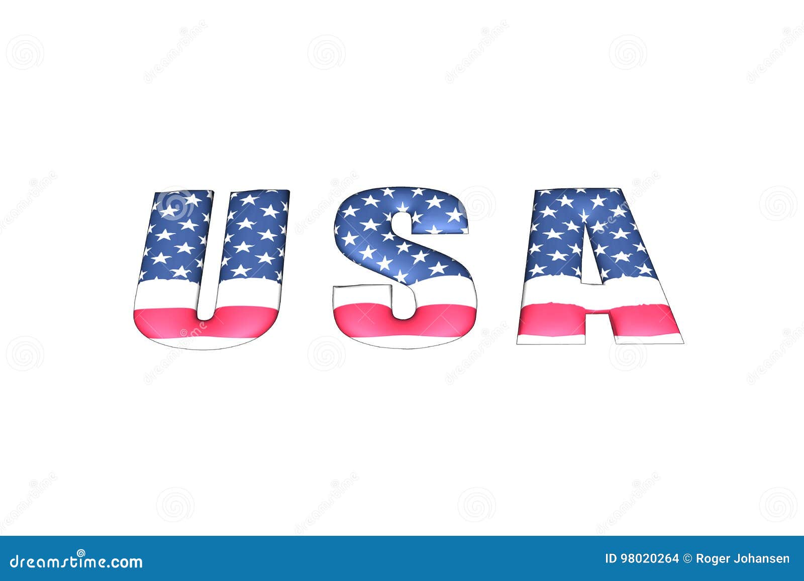 3D USA writing with flag stock illustration. Illustration of flag ...