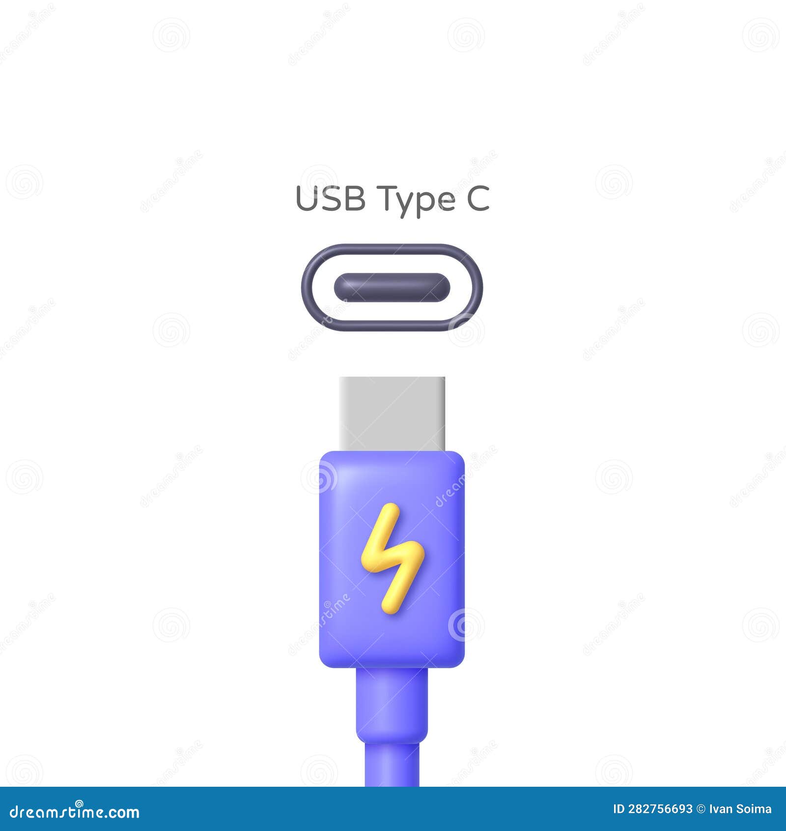 3d Usb Type C for Mobile Device Design. 3d Vector Illustration Stock ...