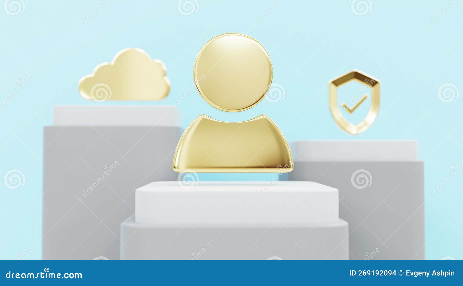 3d user icon made of gold stock illustration. Illustration of hologram ...