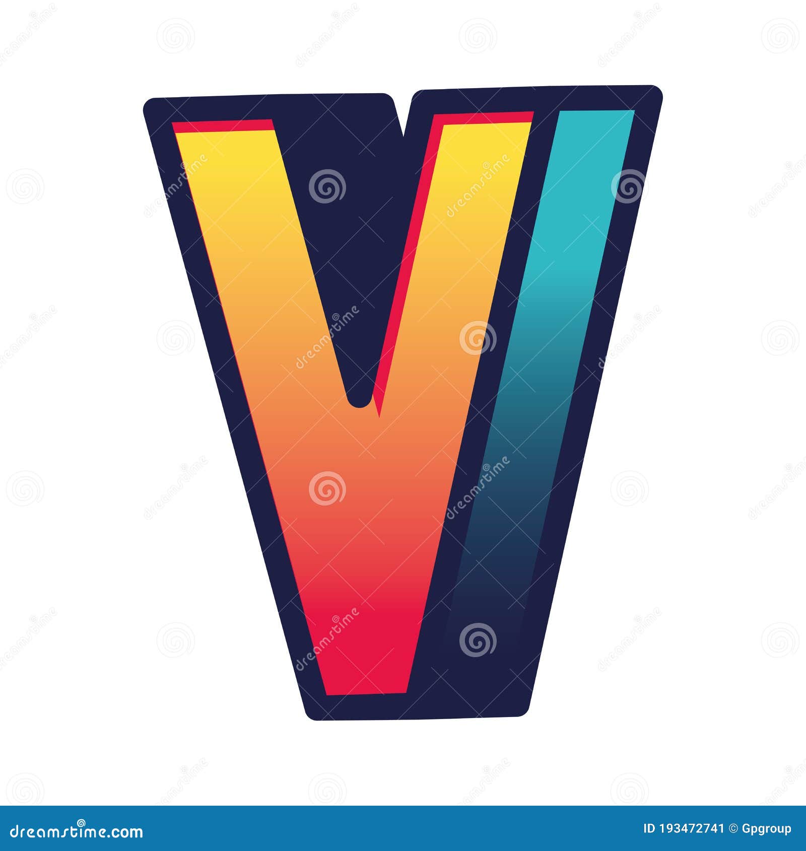 3d V Gradient Letter Vector Design Stock Vector - Illustration of retro ...