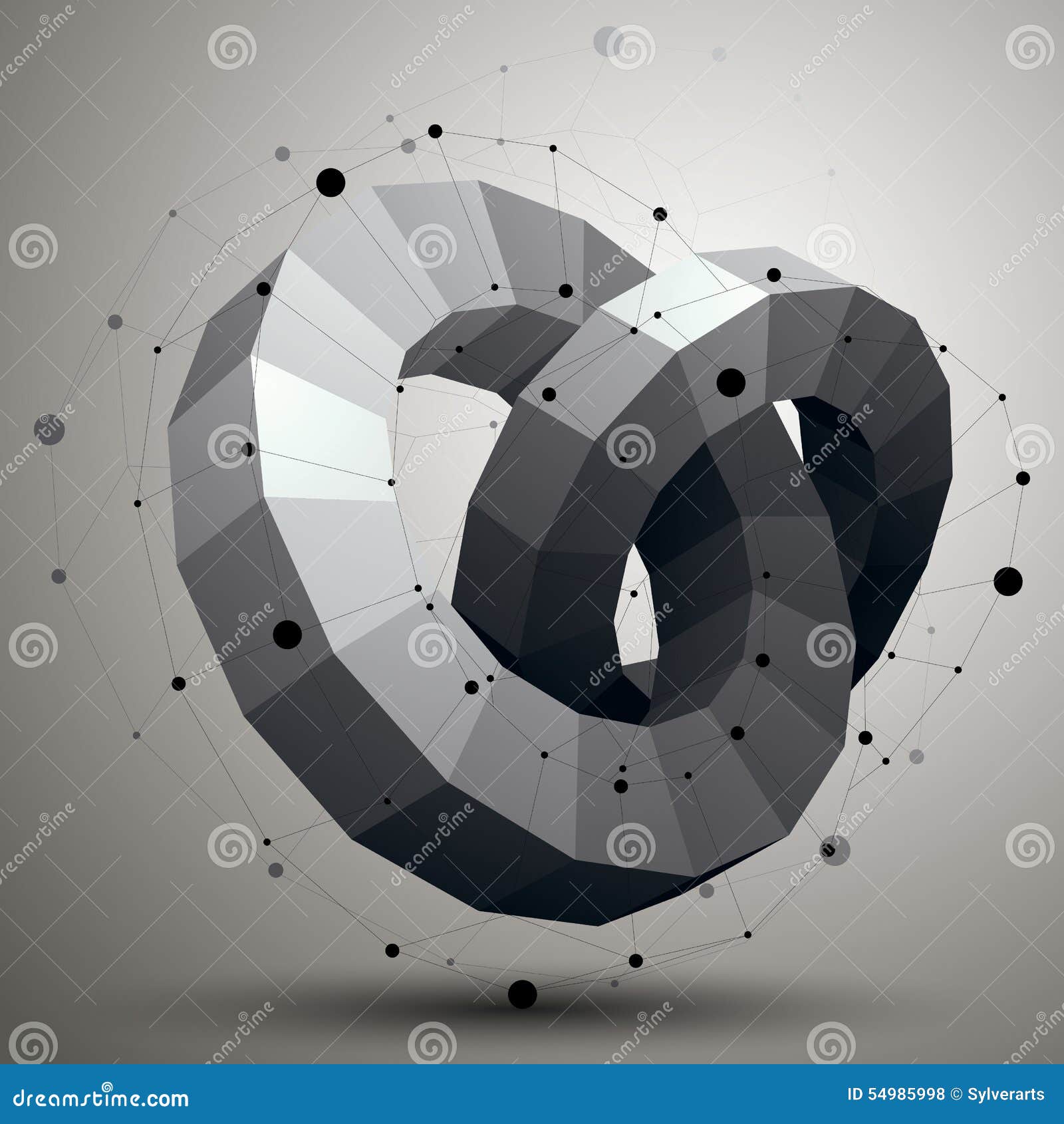 3D Vector Abstract Design Object, Polygonal Complicated Figure W Stock ...