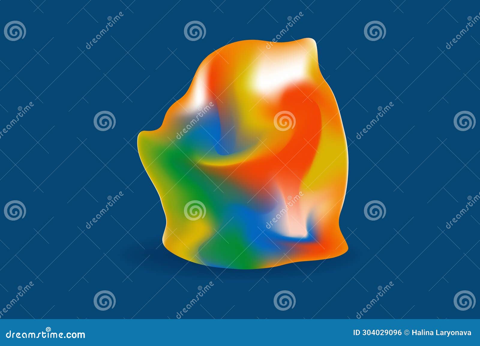 3D Vector Abstract Form in Rainbow Heat Map Colors Gradient on Blue ...