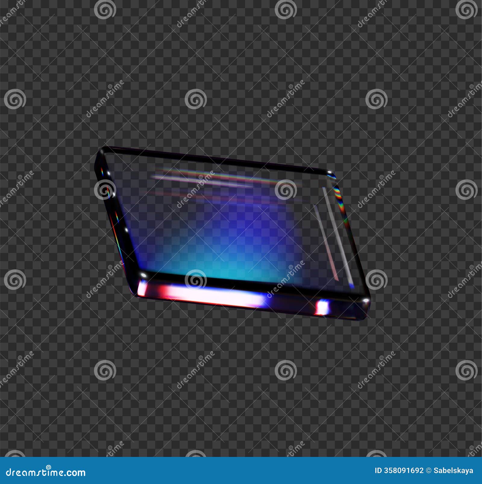 3D Vector Abstract Square Shape, with Glowing Blue Refraction. Stock ...
