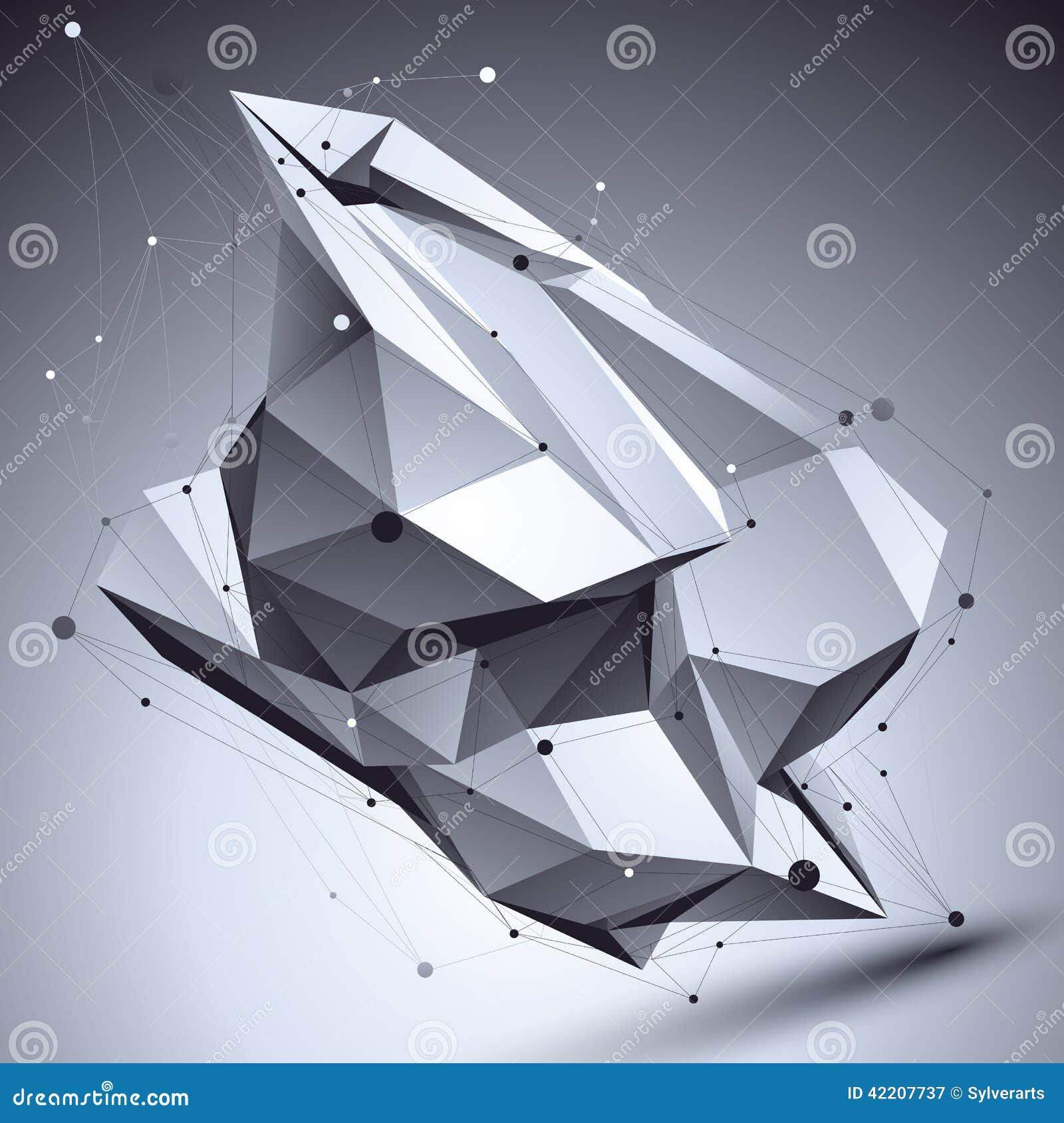 3D Vector Abstract Technological Illustration, Perspective Geometric ...