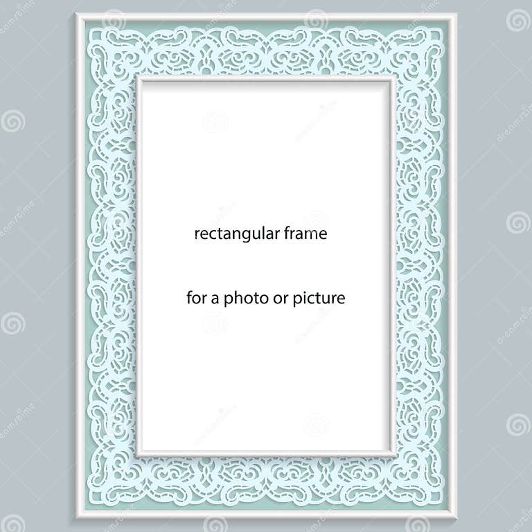 3D Vector Bas-relief Rectangular Frame for Photo or Picture Stock ...