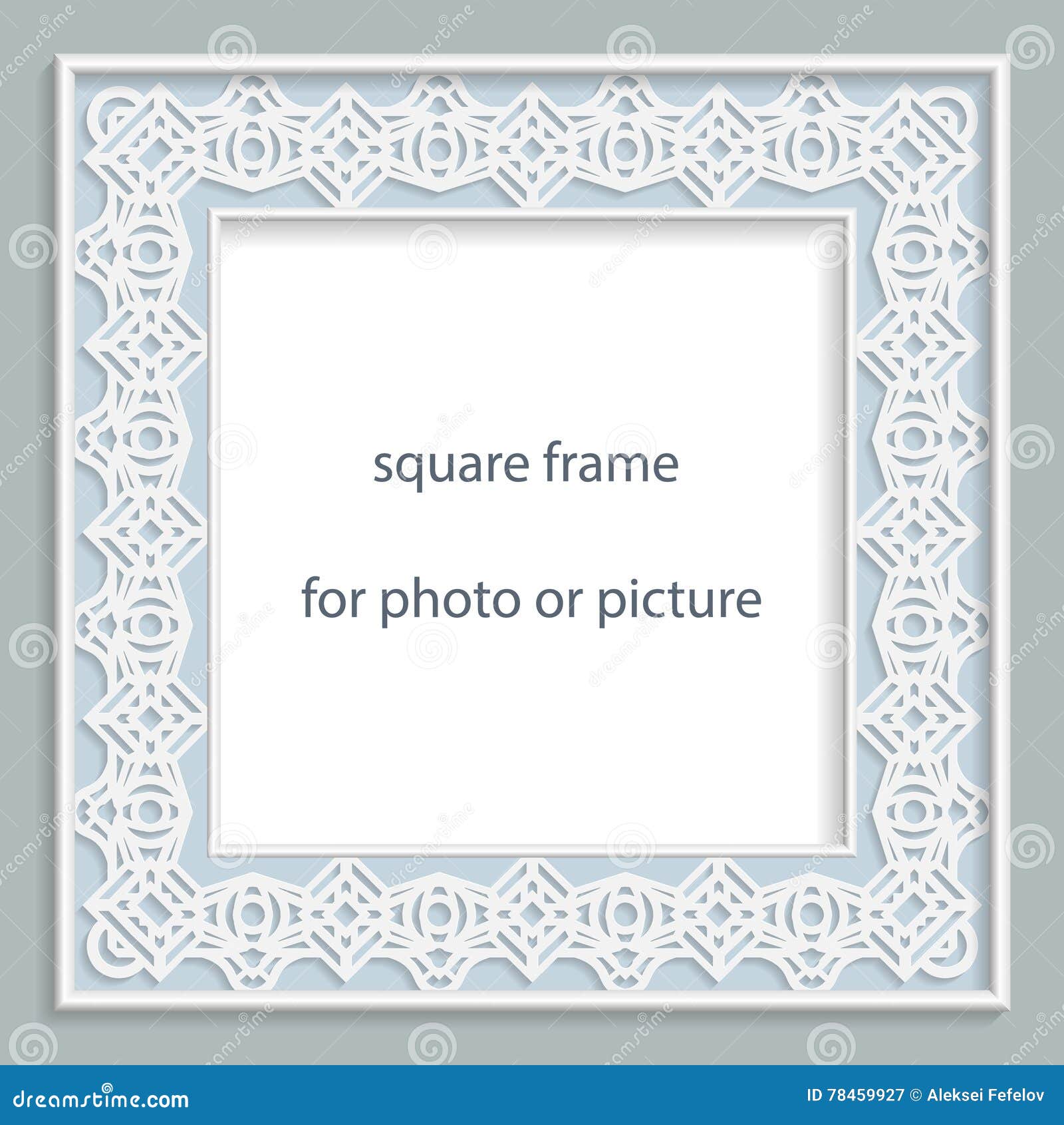 3D Vector Bas-relief Square Frame for Photo or Picture, Vintage ...