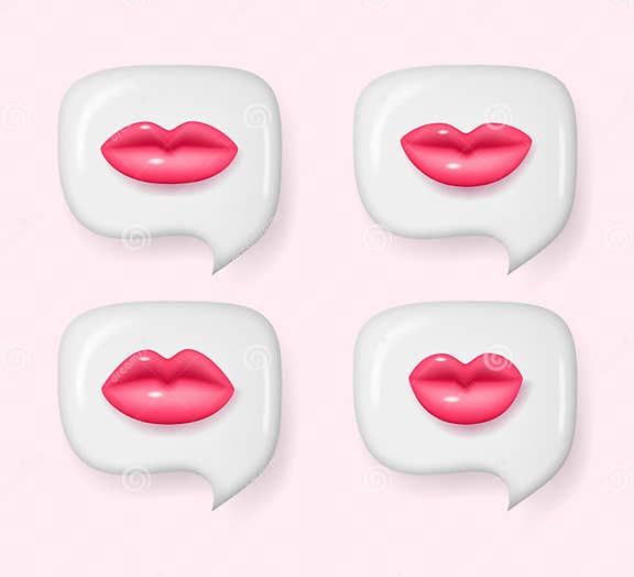3D Vector Chat Bubbles with 3d Lips Icons Stock Vector - Illustration ...
