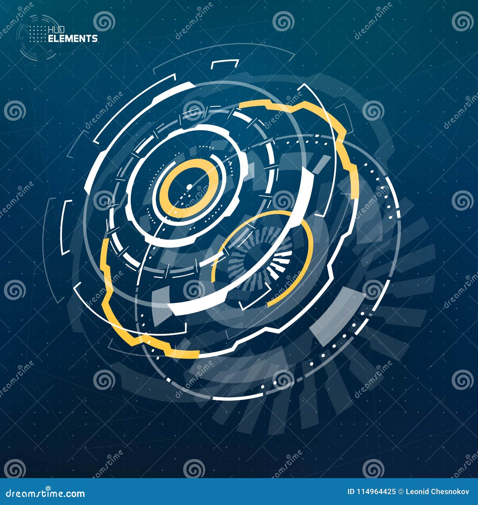 3D Futuristic HUD Curcular Elements Vector Illustration | CartoonDealer ...