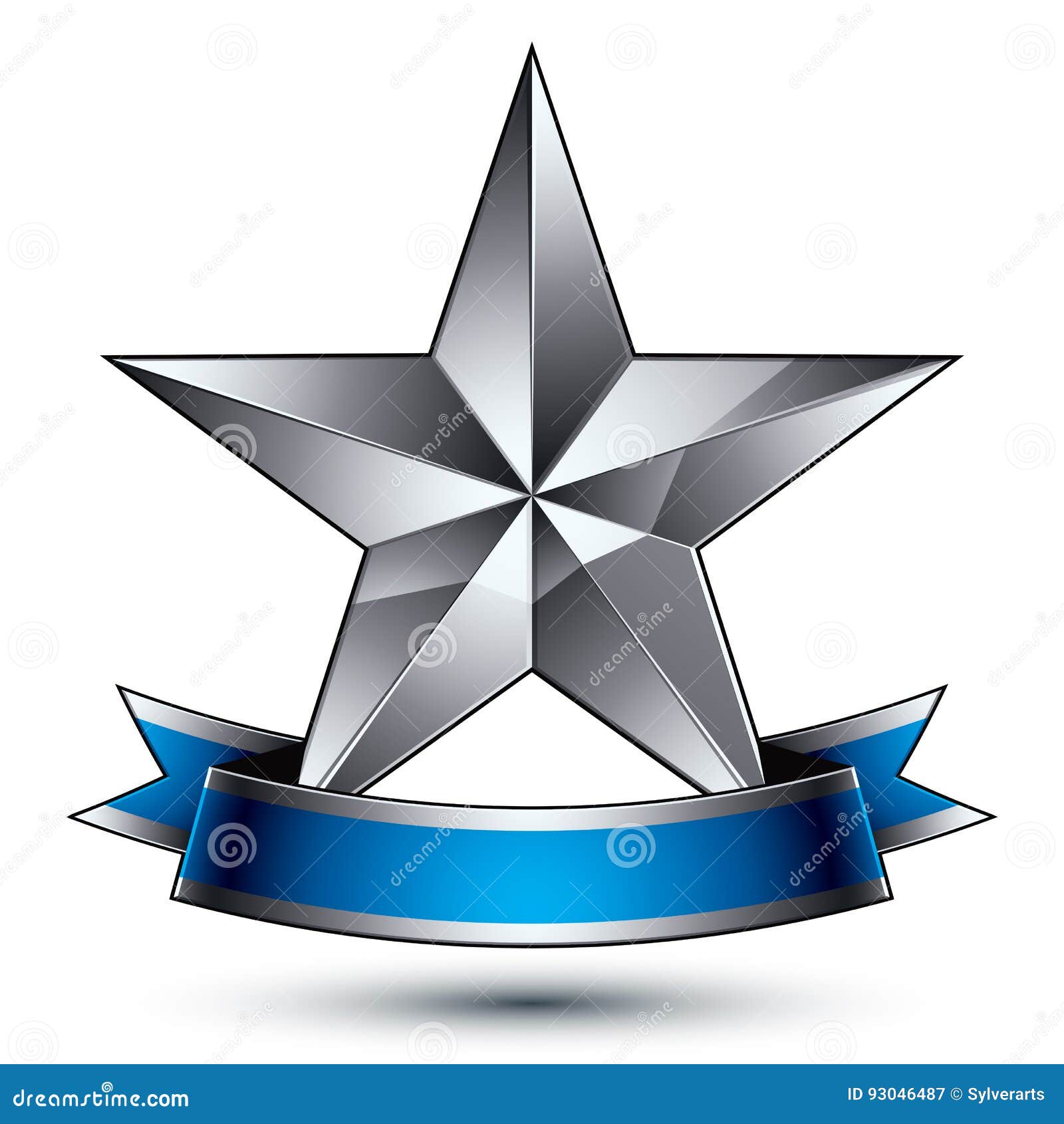 3d Vector Classic Symbol, Sophisticated Silver Emblem with Pentagonal ...