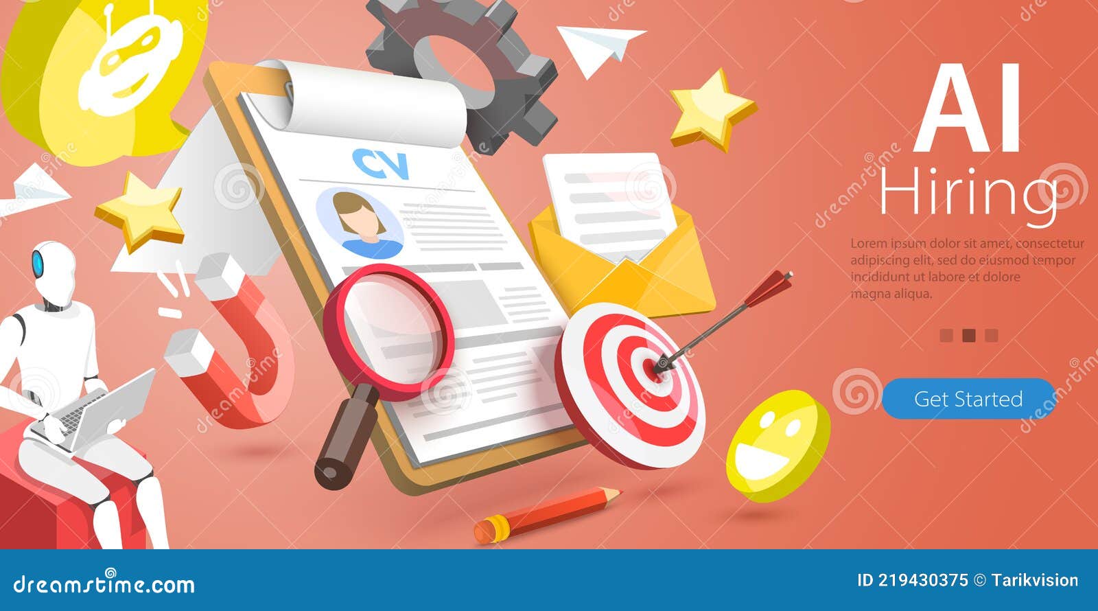 3D Vector Conceptual Illustration of AI Hiring Stock Vector ...