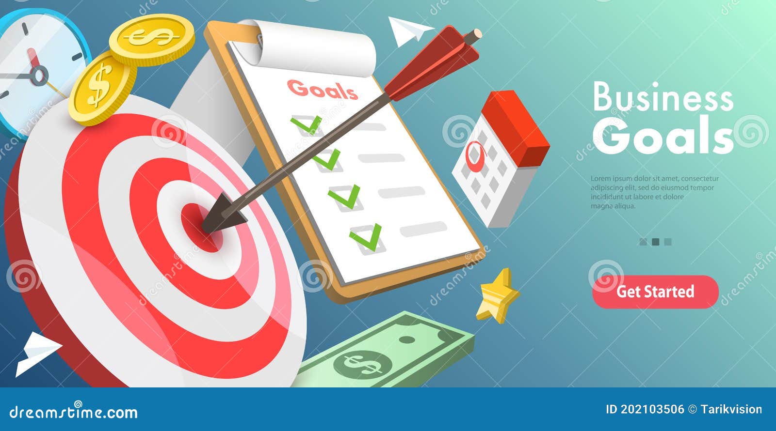 3D Vector Conceptual Illustration of Archieving Business Goal Stock ...