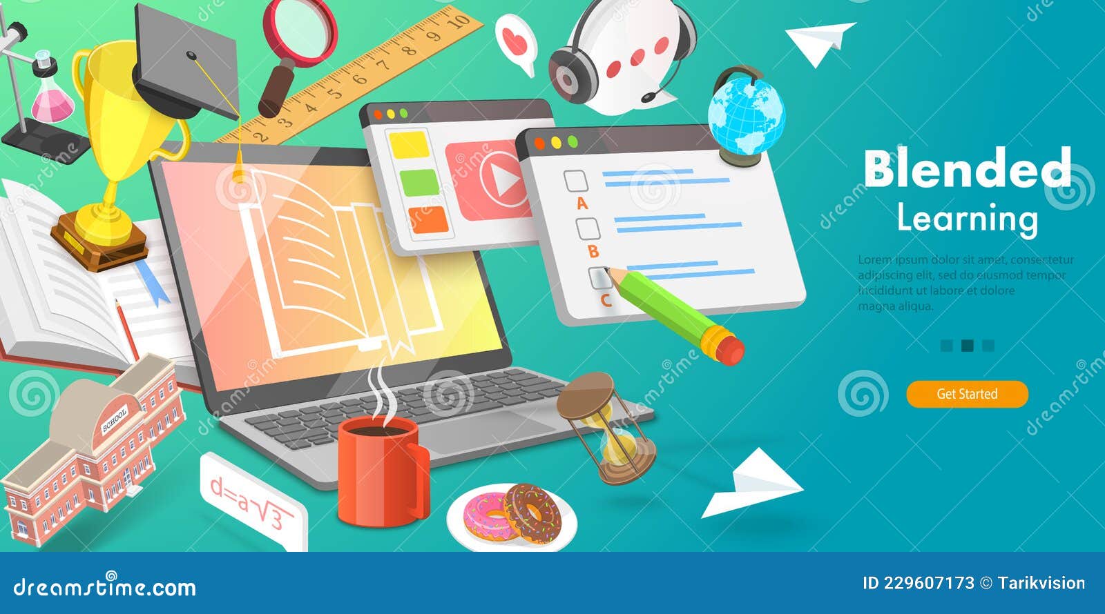 3D Vector Conceptual Illustration of Blended Learning Approach Stock ...