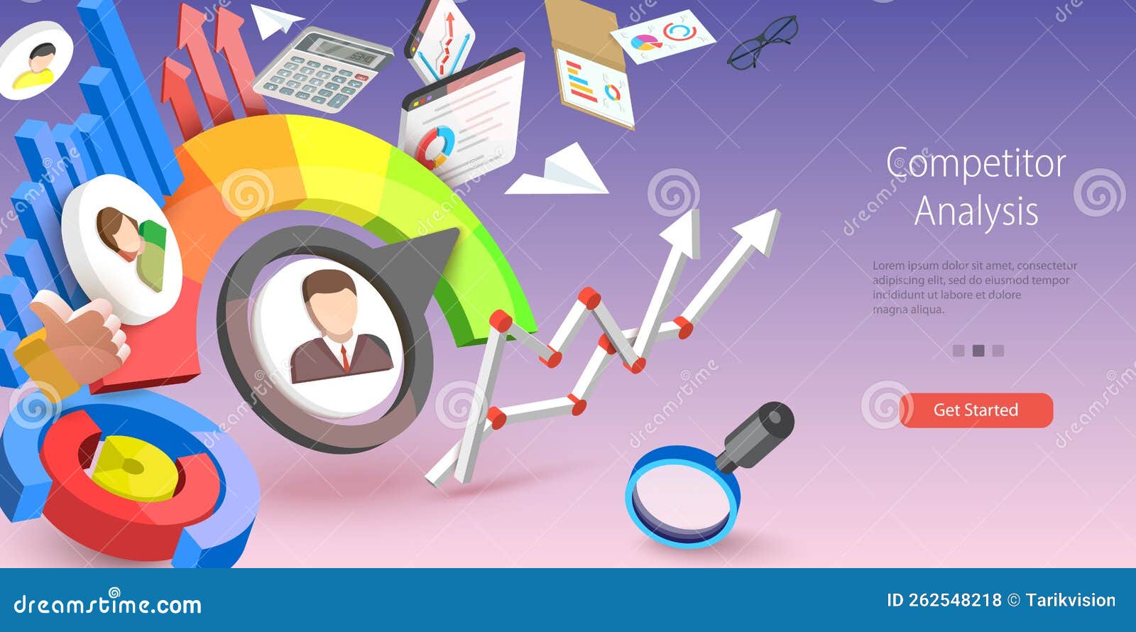 3D Vector Conceptual Illustration of Competitor Analysis Stock Vector ...
