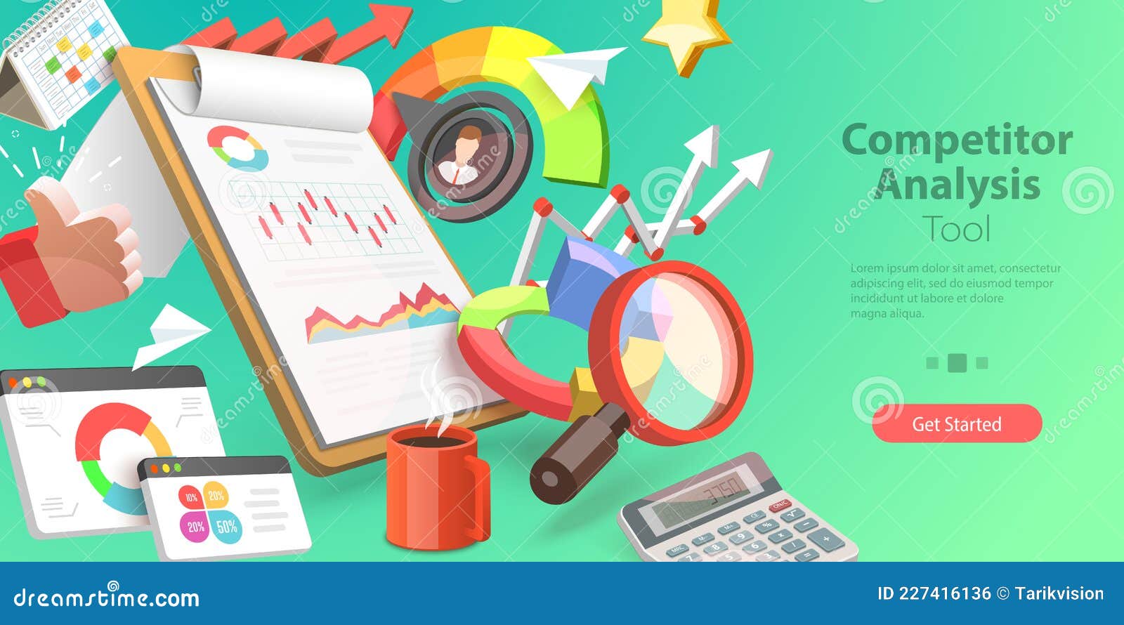3D Vector Conceptual Illustration of Competitor Analysis Tool Stock ...