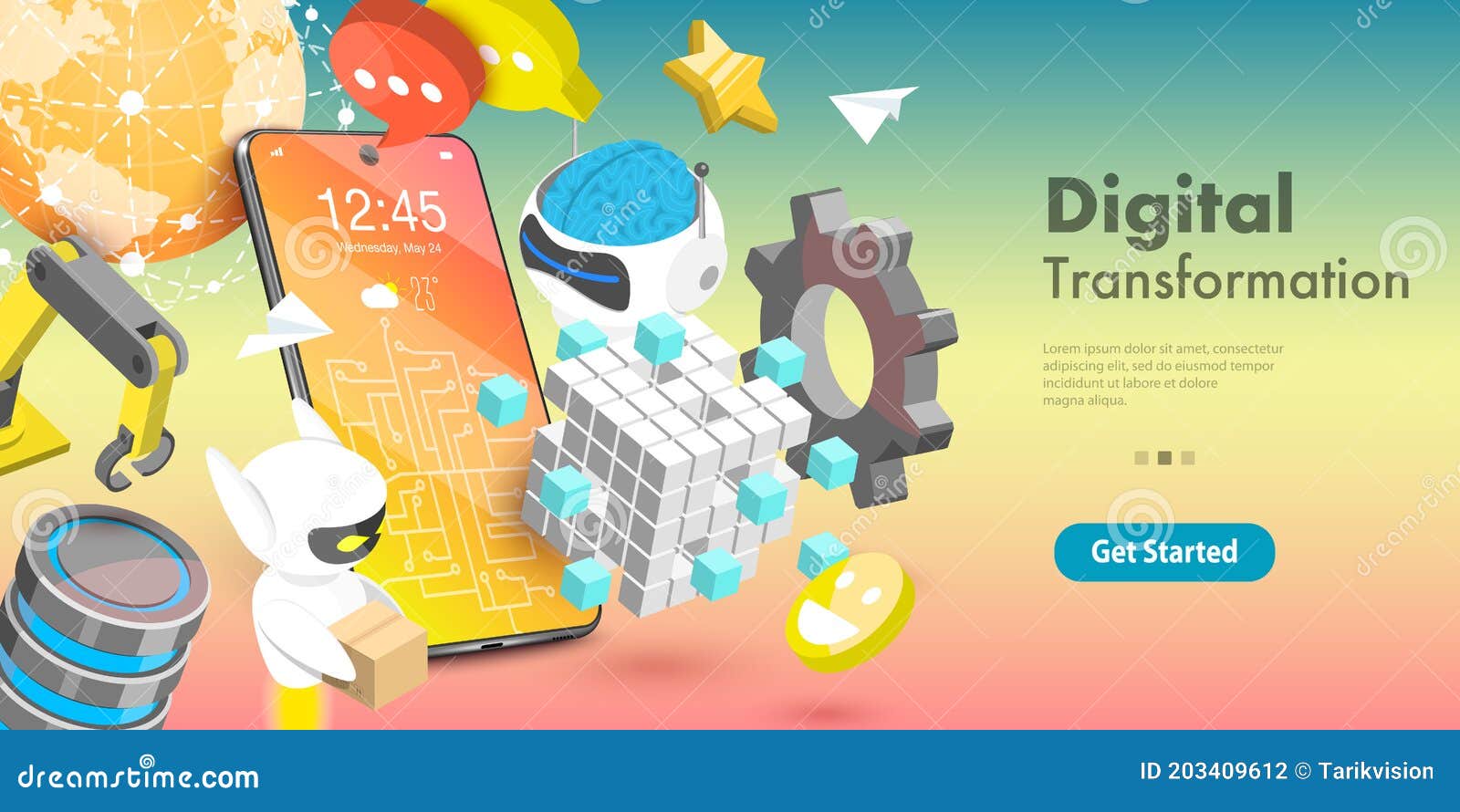3D Vector Conceptual Illustration of Digital Transformation Stock ...