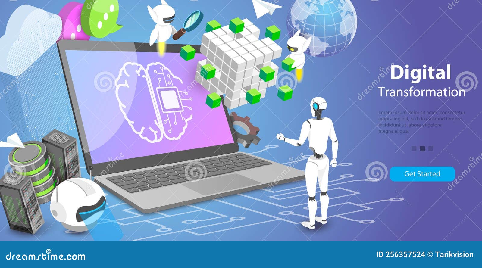 3D Vector Conceptual Illustration of Digital Transformation Stock ...