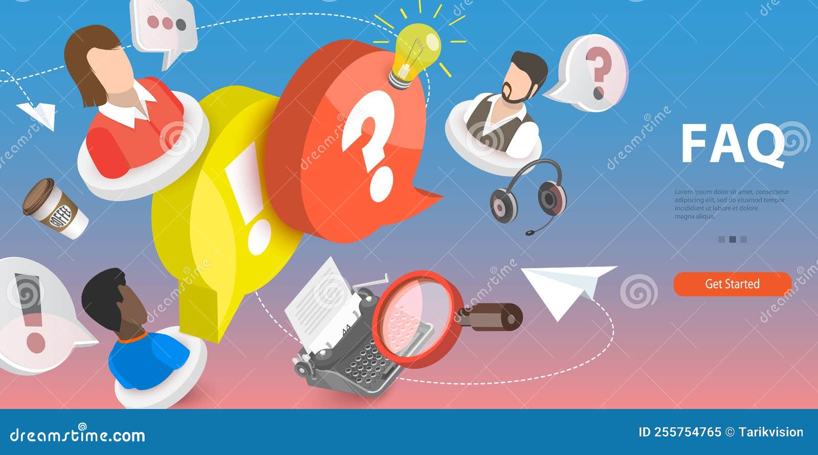 3D Vector Conceptual Illustration of FAQ Stock Vector - Illustration of ...