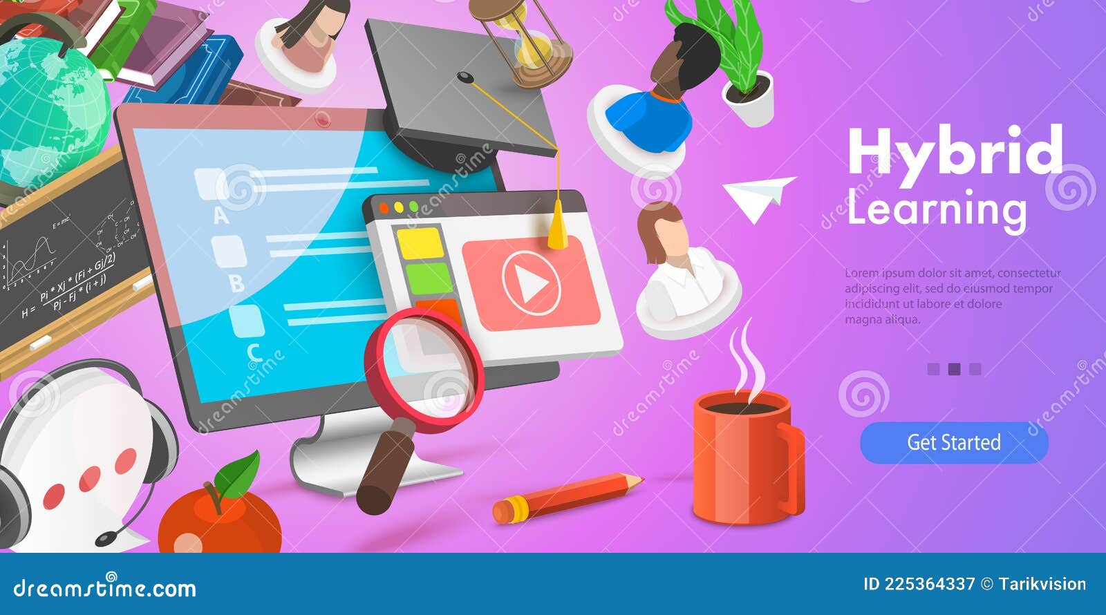 3D Vector Conceptual Illustration of Hybrid or Blended Learning Stock ...