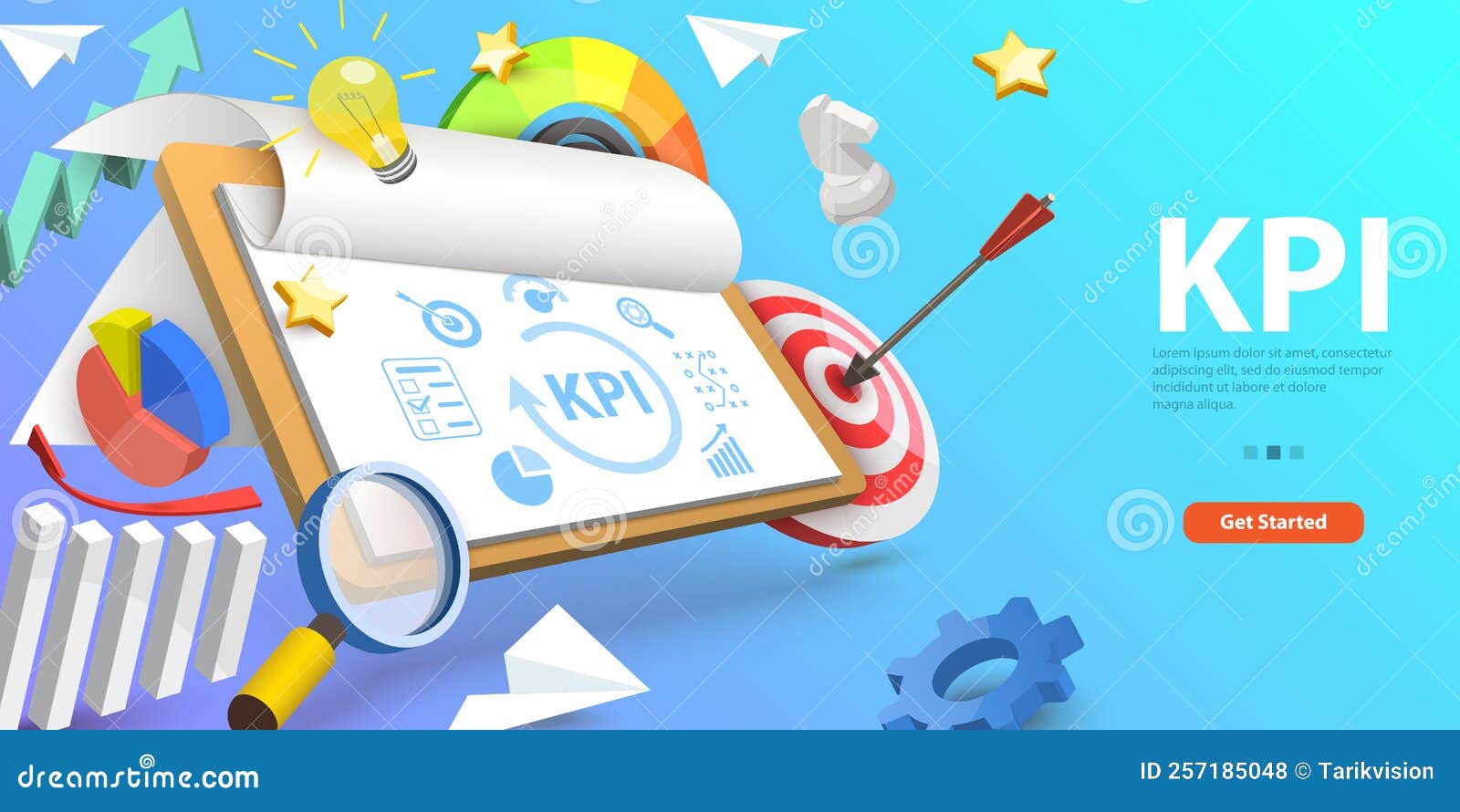 3D Vector Conceptual Illustration of Key Performance Indicators Stock ...