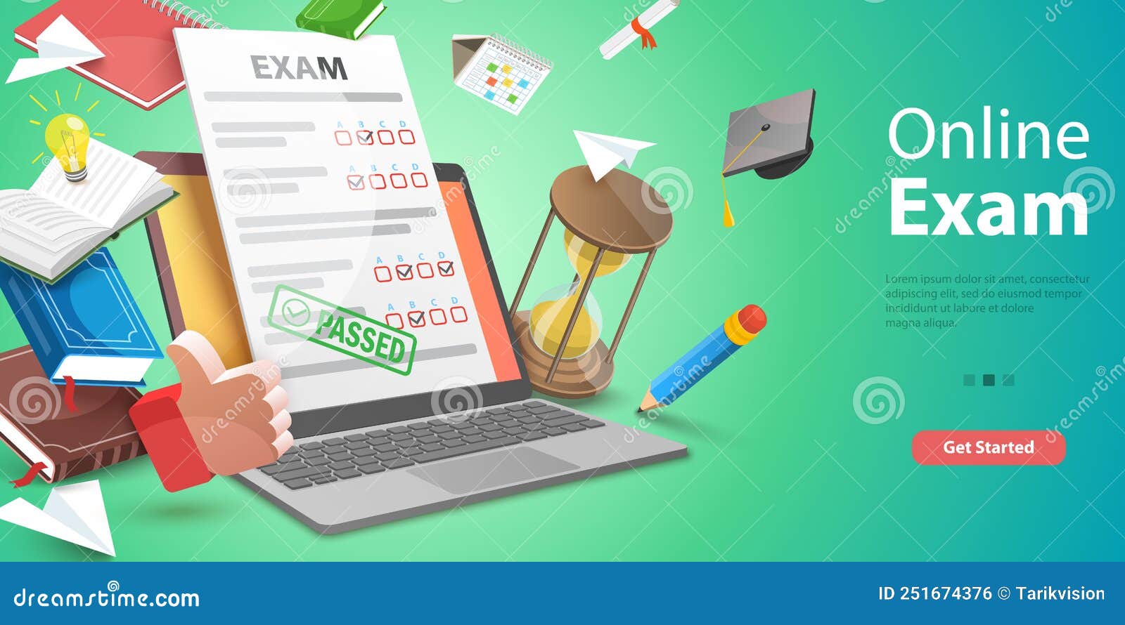 3D Vector Conceptual Illustration of Online Exam Stock Vector ...