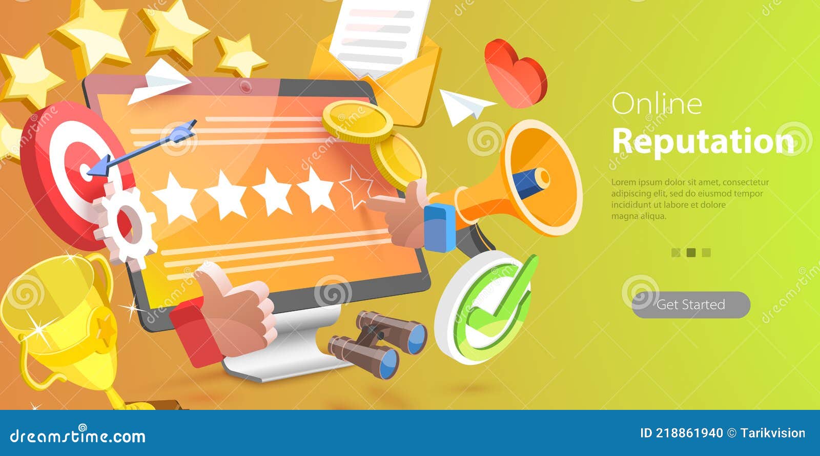 3D Vector Conceptual Illustration of Online Reputation Management Stock ...