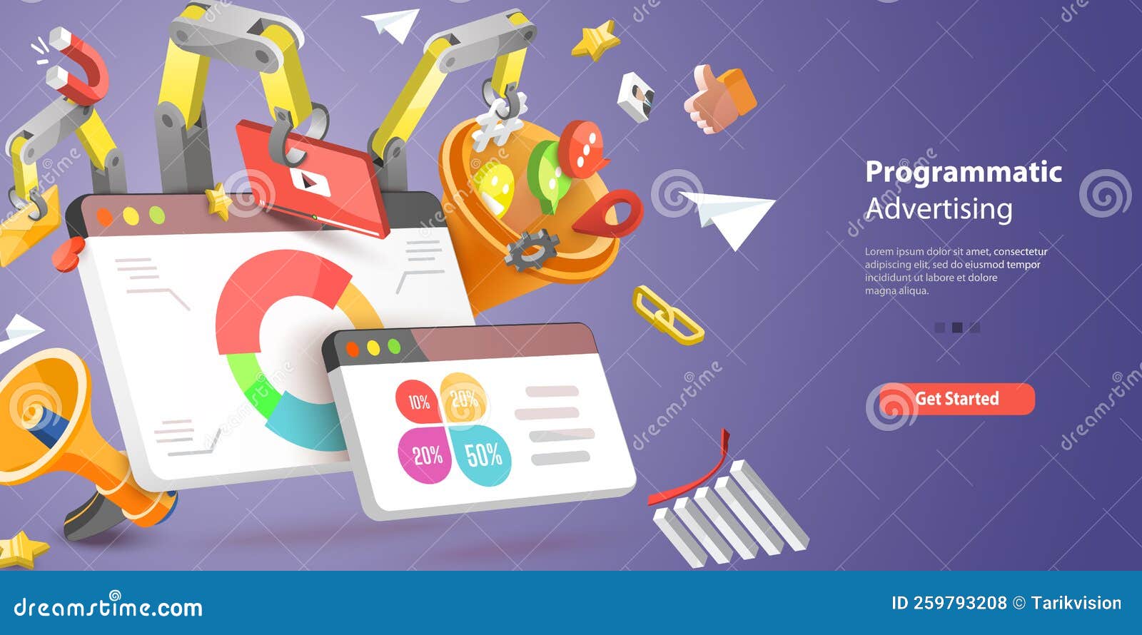 Programmatic Advertising And Targeting Native Marketing Concept. Cross ...