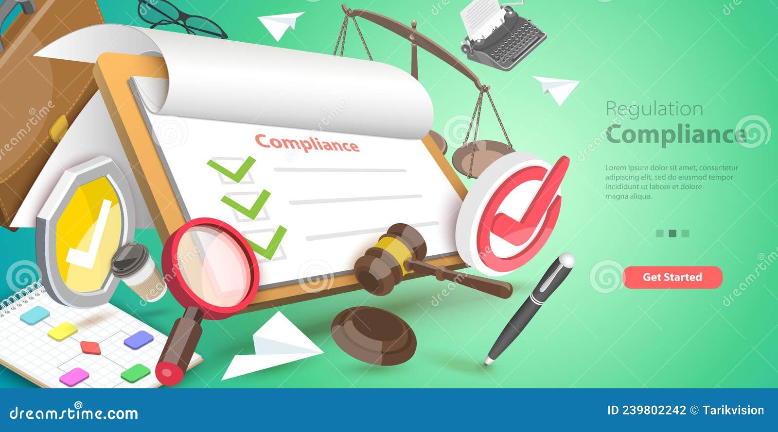 3D Vector Conceptual Illustration of Regulation Compliance Stock Vector ...