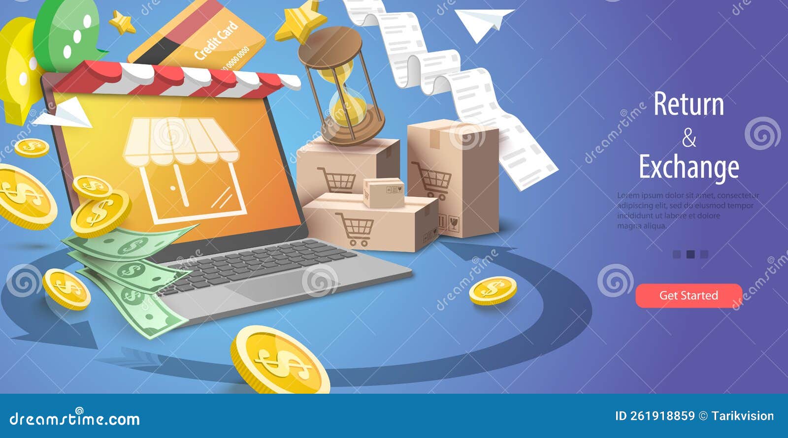 3D Vector Conceptual Illustration of Return and Exchange Stock Vector ...