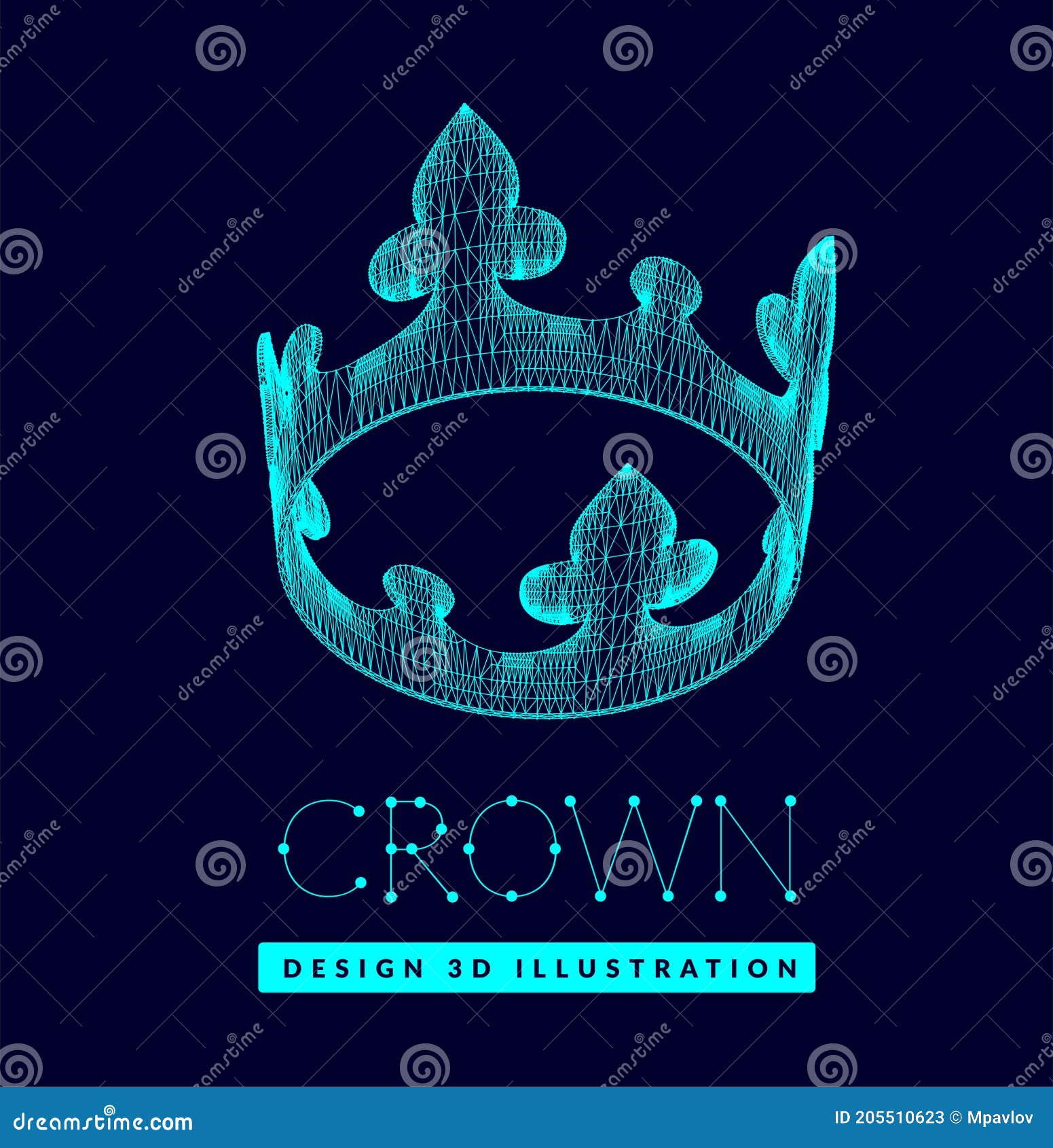 3d Vector Crown Made of Lines and Dots. Mesh Low Poly Structure Stock ...