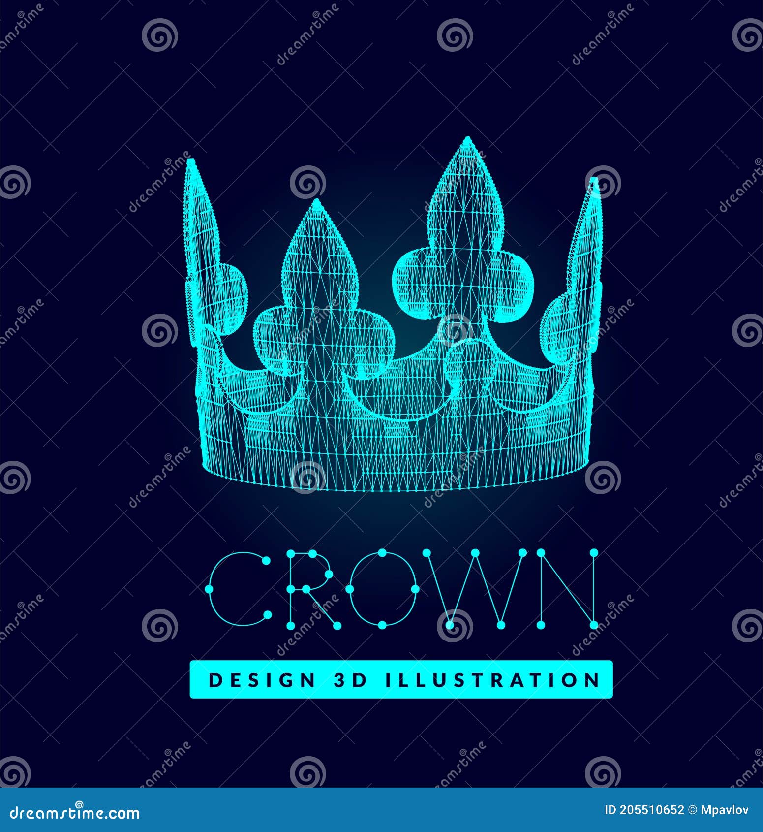 3d Vector Crown Made of Lines and Dots. Mesh Low Poly Structure Stock ...
