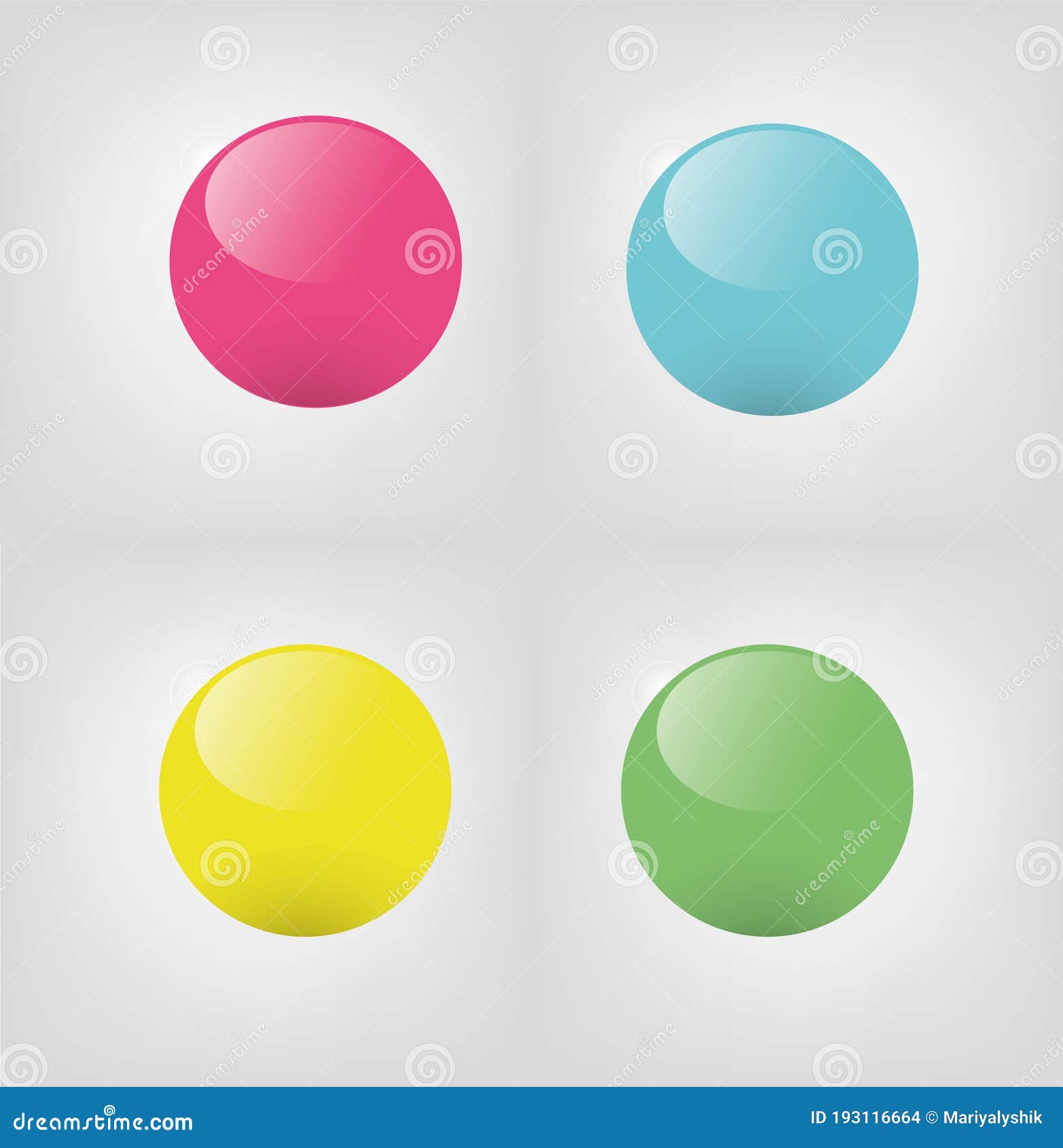 3d Vector Different Colored Glossy Balls Collection. Shiny Round ...