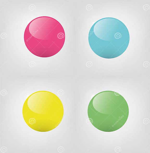 3d Vector Different Colored Glossy Balls Collection. Shiny Round ...