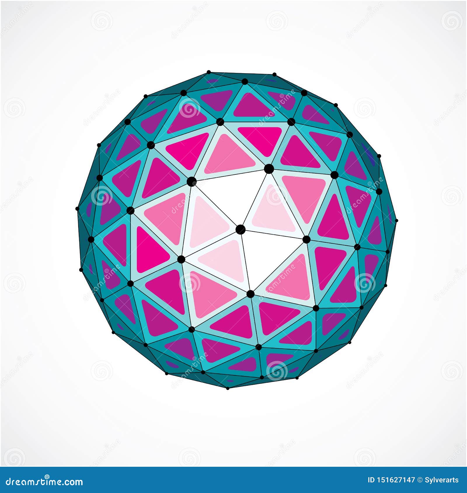 3d Vector Digital Wireframe Spherical Object Made Using Triangular ...