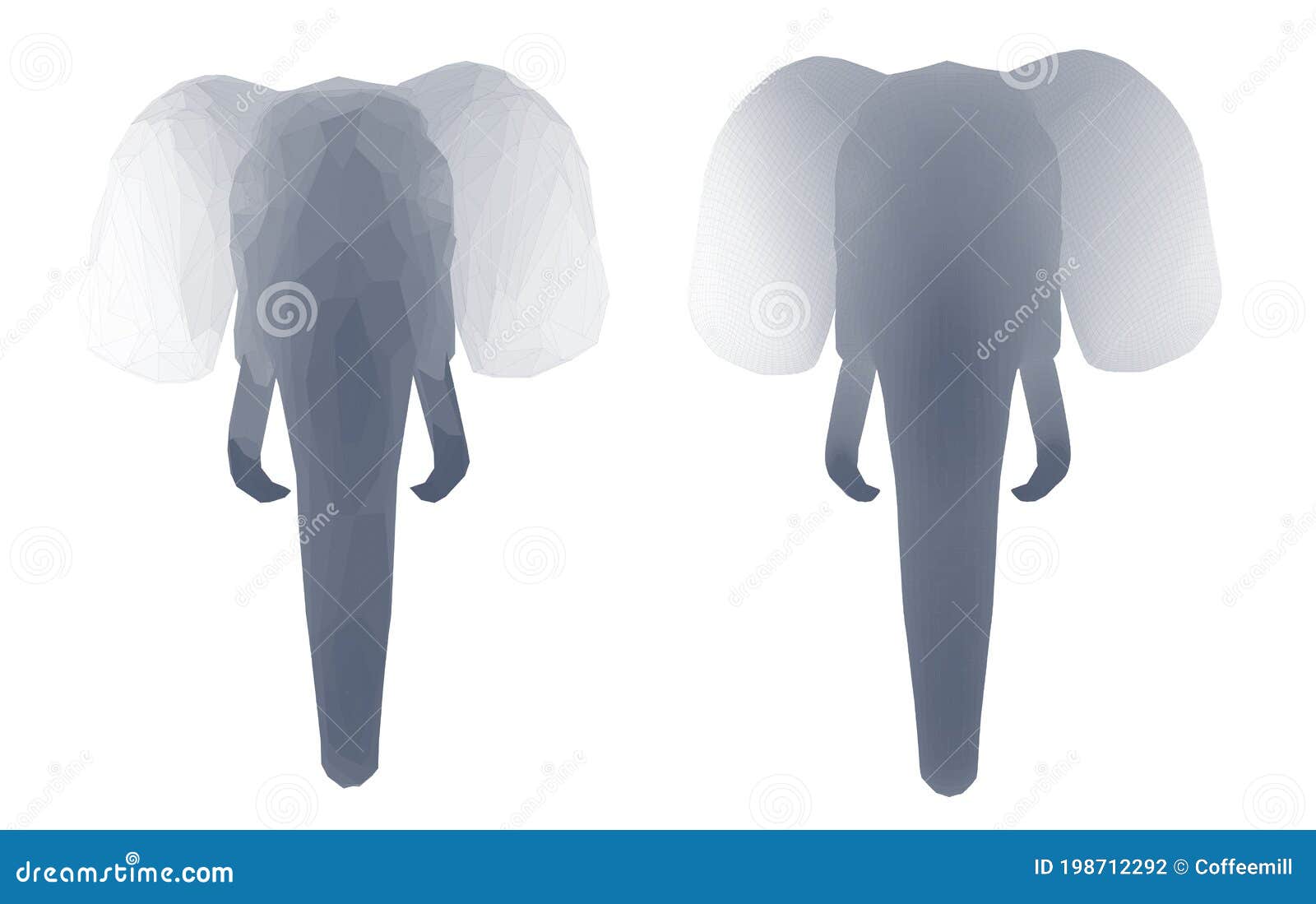 3d vector elephant. Set stock vector. Illustration of colorless - 198712292