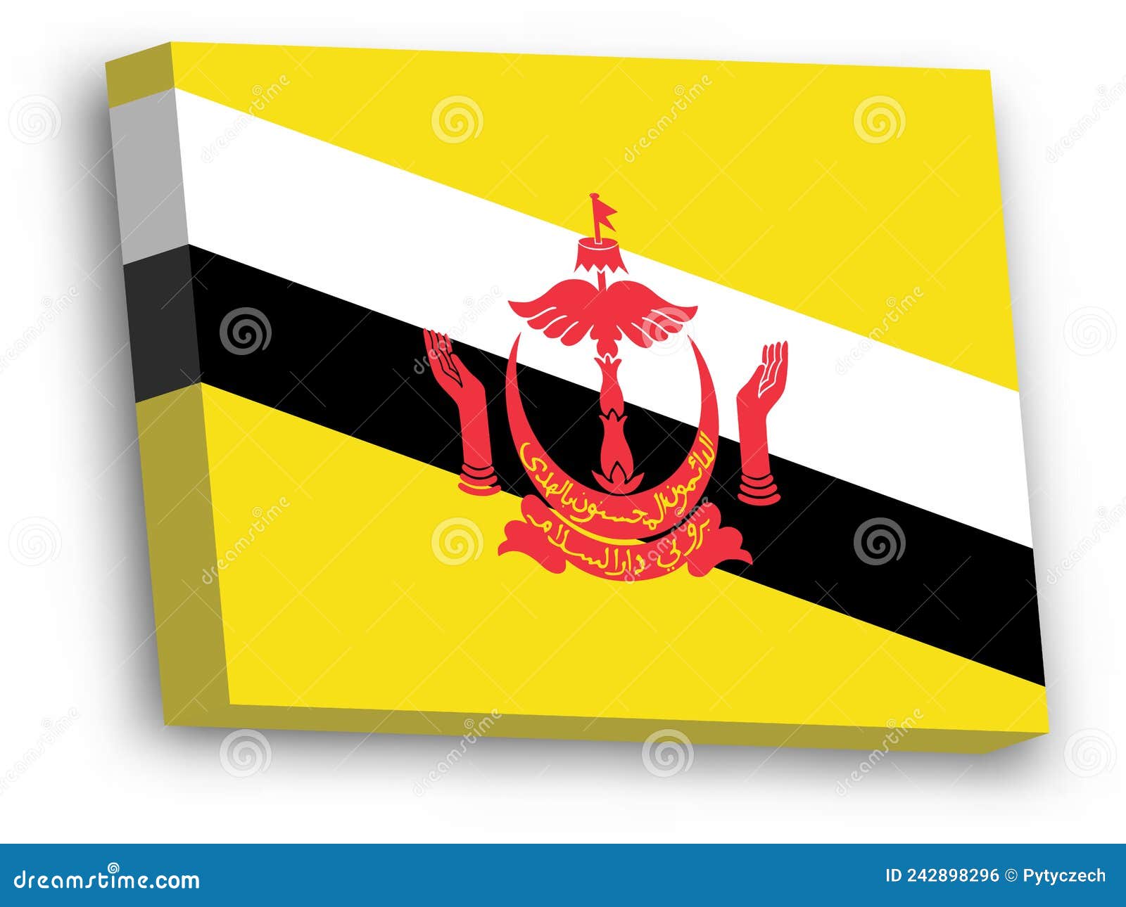 3D vector flag of Brunei stock vector. Illustration of graphic - 242898296