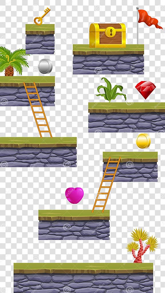 2D Vector Game Floating Platform Isolated with Transparant Background ...