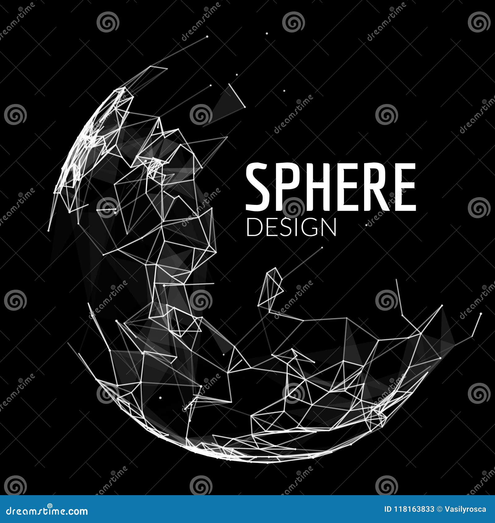 Red Polygon Sphere Logo. Low Poly Planet Logo On A Starry Background ...