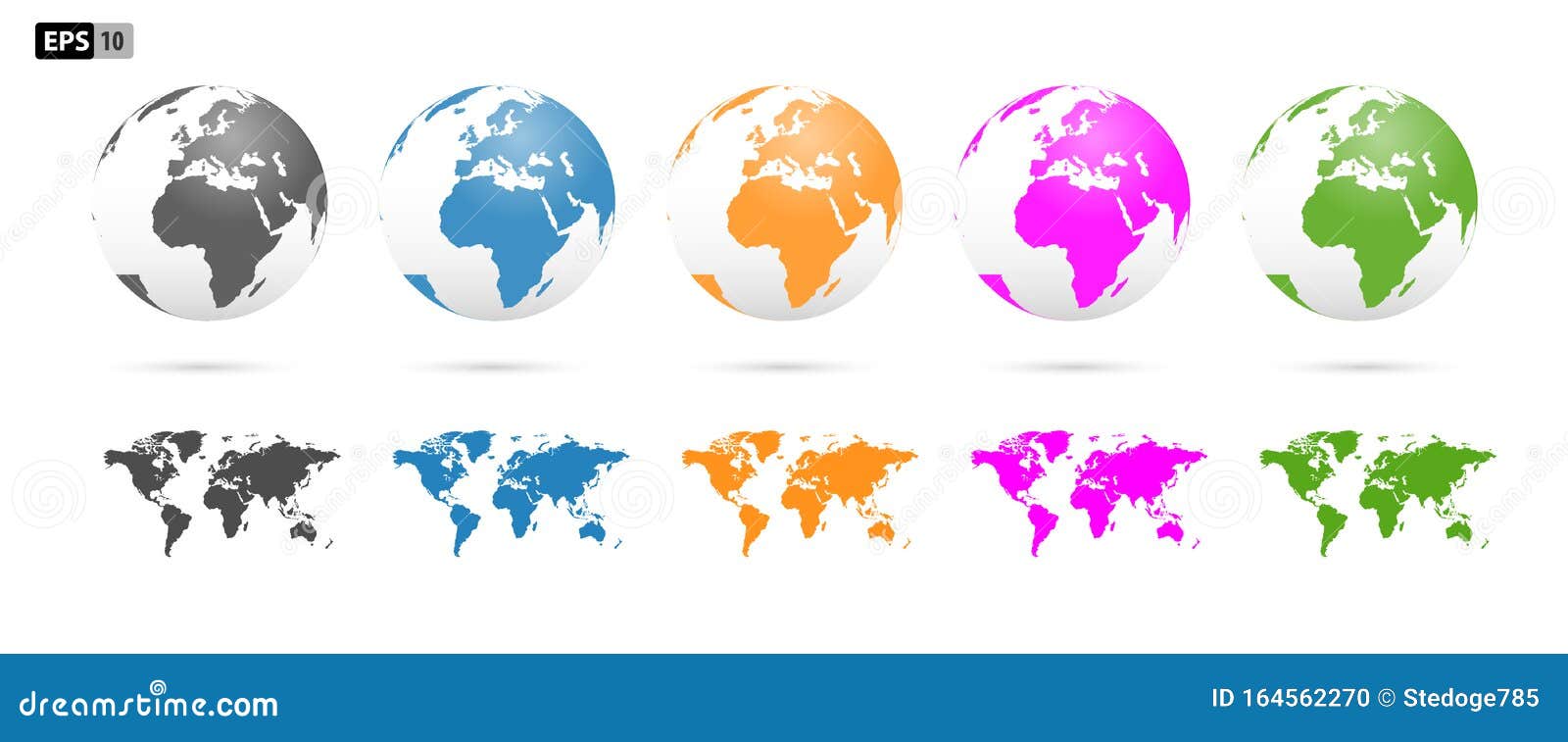 3D Vector Globes With World Maps And Continent | CartoonDealer.com ...