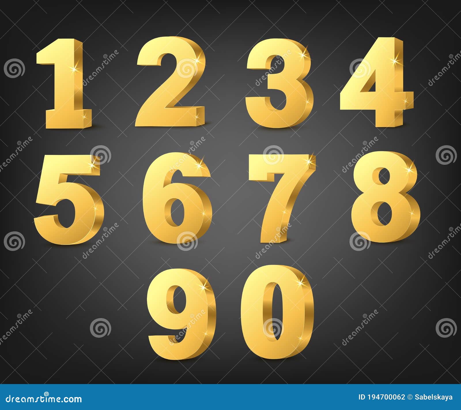 3D vector golden numbers. stock vector. Illustration of fashionable ...