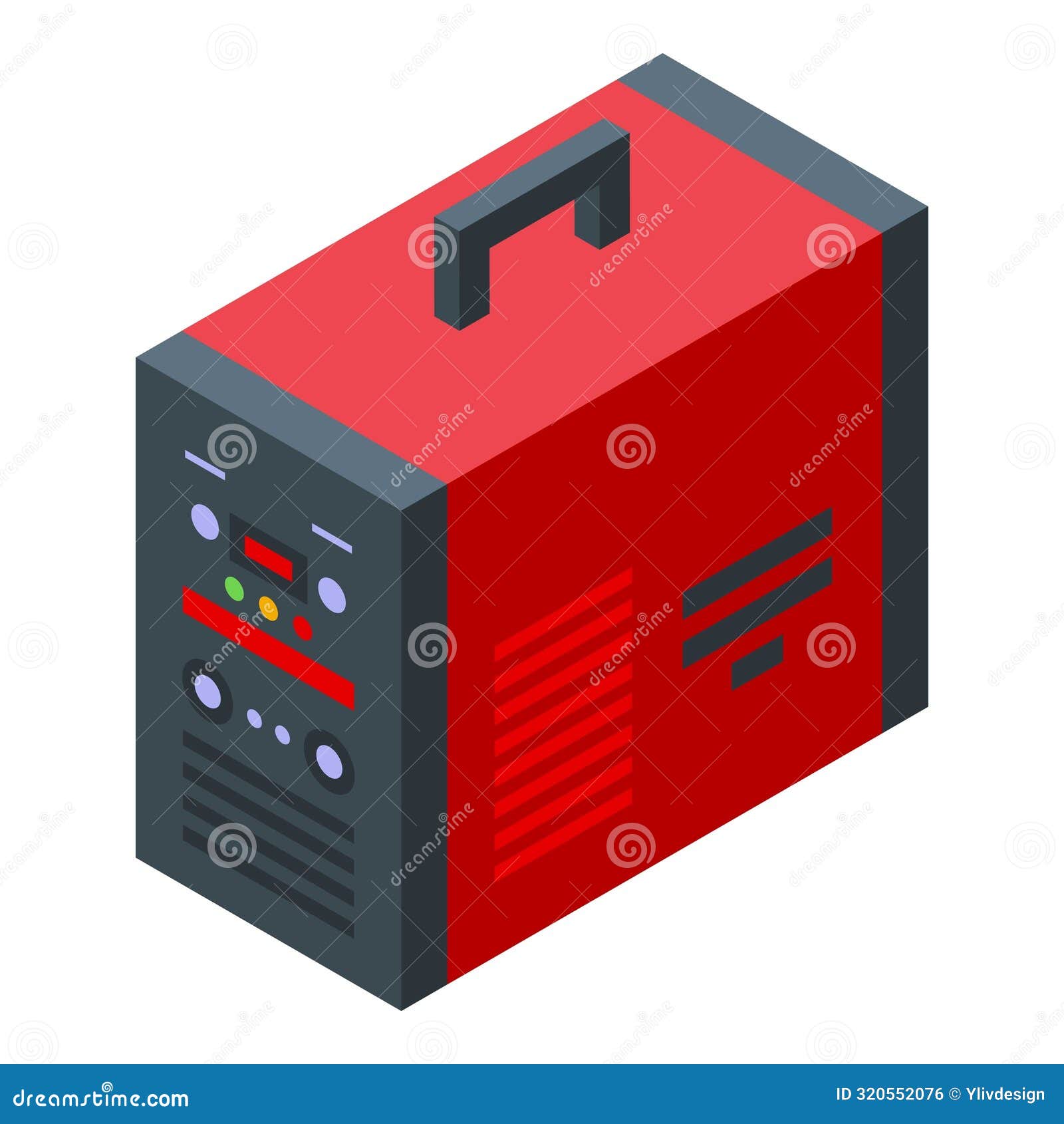 3d Vector Graphic of a Red Portable Power Generator, Isometric ...