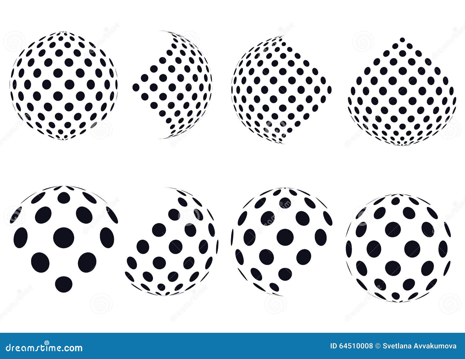 3D Vector Halftone Spheres. Set of Abstract Backgrounds. Stock Vector ...