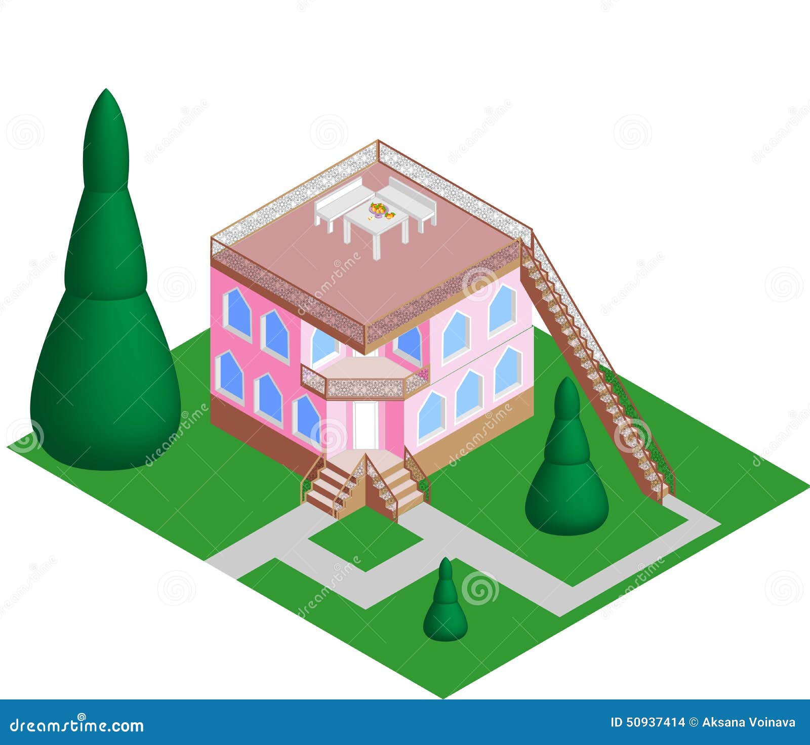 3d vector home stock vector. Illustration of paths, trees - 50937414