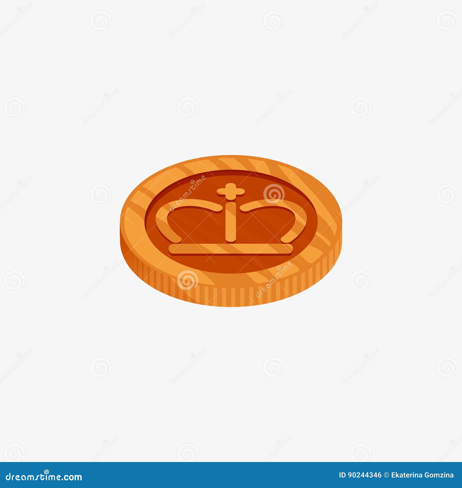 3D Vector Icon for Bronze Coin from Top View. the Third Place Award ...