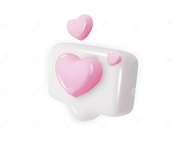 3d Vector Icon Message Dialog Button With Heart Realistic Elements For Design Stock