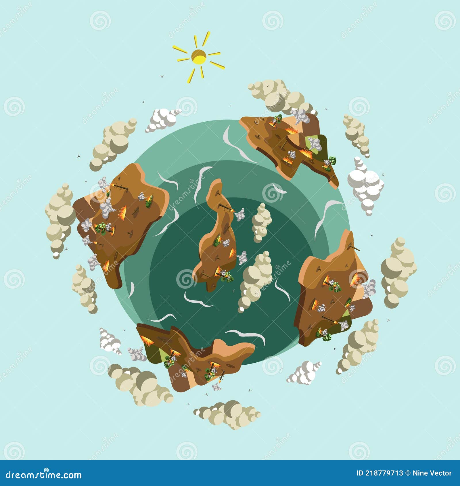 3d Vector Illustration of Burning Earth Forest Theme Stock Vector ...