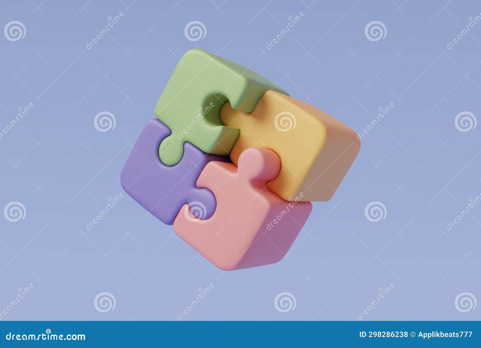 3D Vector Illustration of Colorful Jigsaw Puzzle Cube, Strategy Jigsaw ...