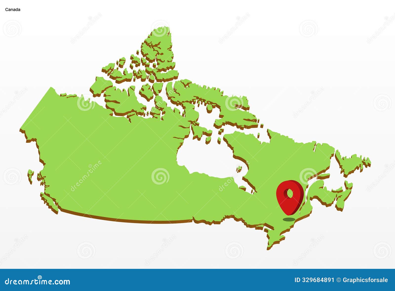Vector Illustrated 3d Geographical Map of Canada with Pointer on Ottawa ...