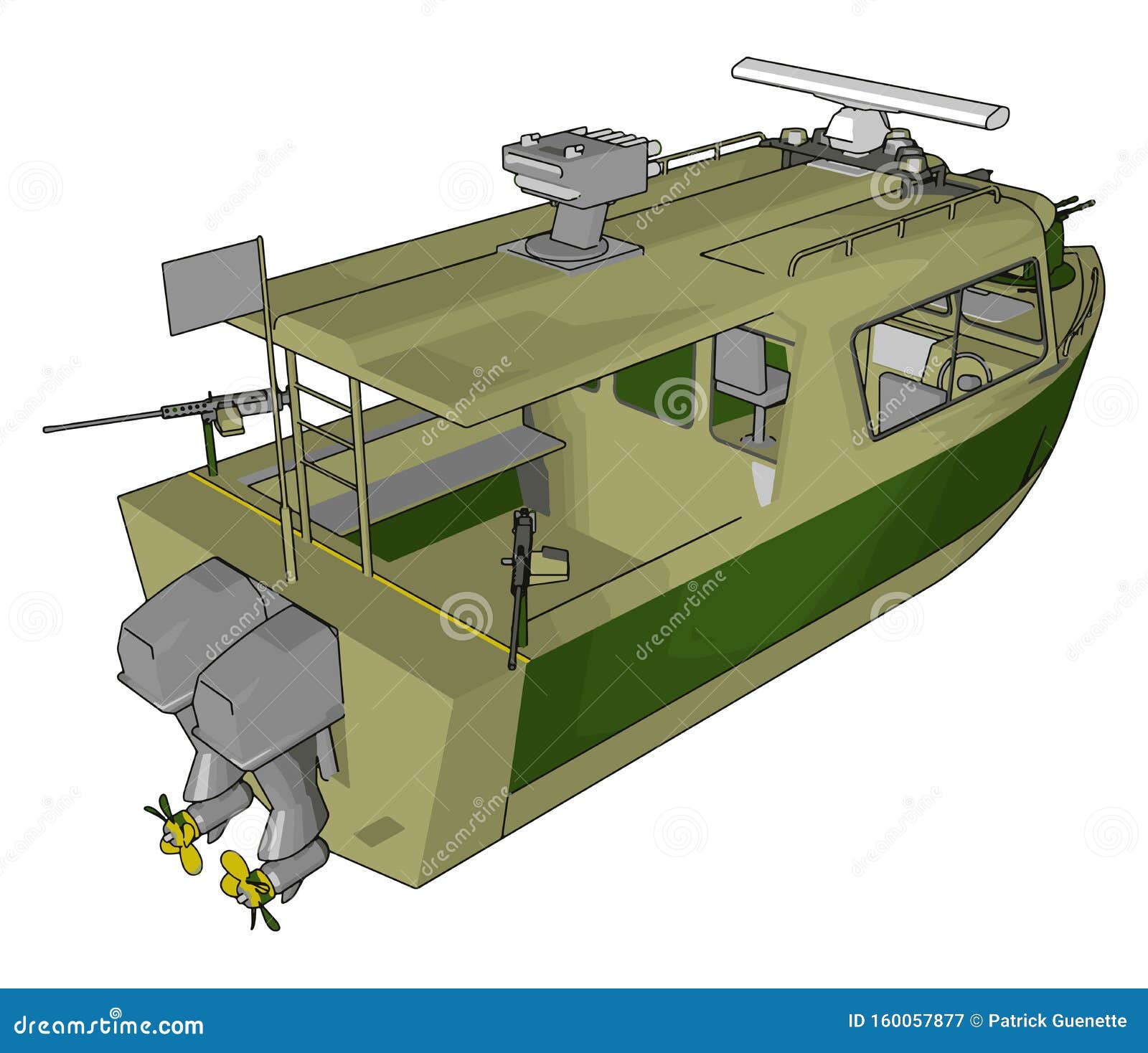 The Military Boat In Flat Style Battleship.Modern Fighting Patrol Ship ...