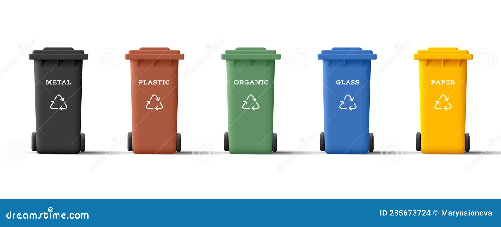3d Vector Illustration Icon Set of Recycle Garbage Bins in Different ...